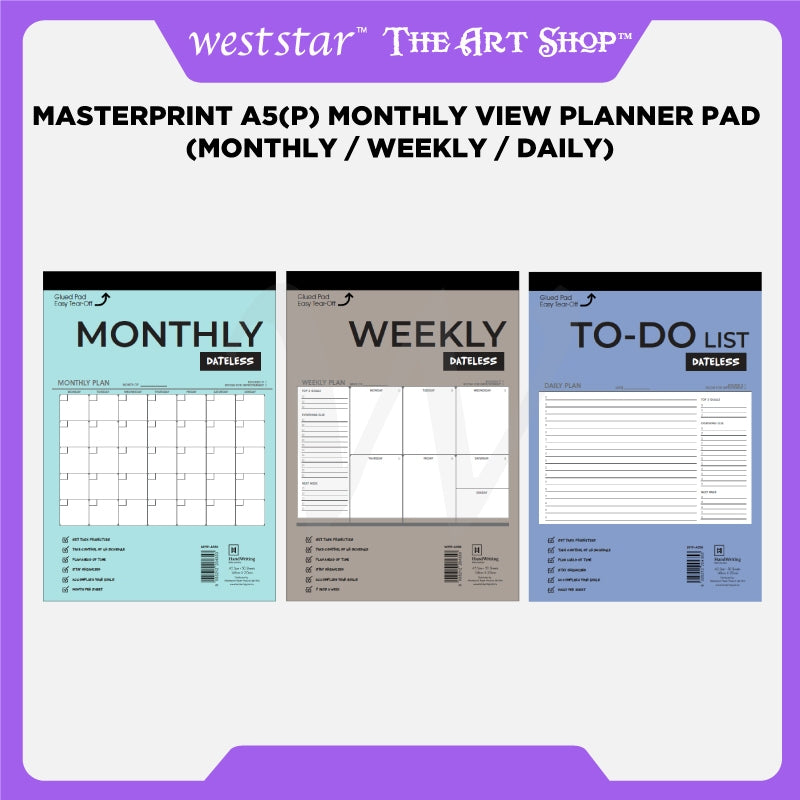 [Weststar] Masterprint A5(P) Monthly View Planner Pad - Monthly / Week