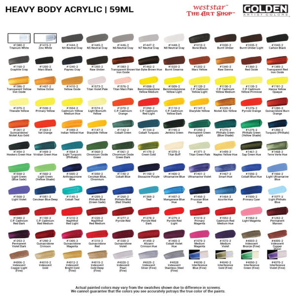 Weststar / The Art Shop | Buy Golden Heavy Body Acrylic Paint | 59ml ...
